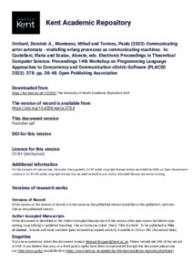 Communicating actor automata - modelling erlang processes as communicating machines - Kent ...